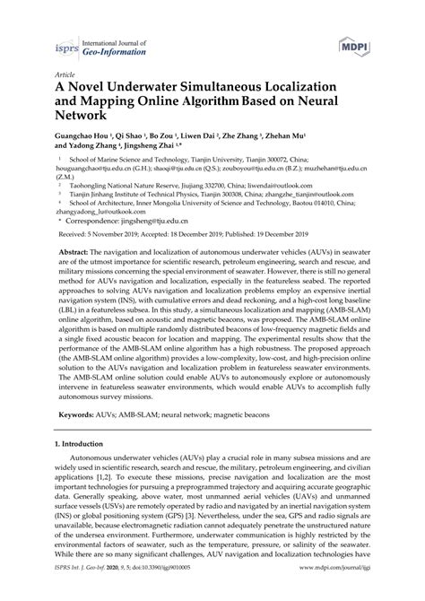 Pdf A Novel Underwater Simultaneous Localization And Mapping Online Algorithm Based On Neural