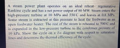Solved A Steam Power Plant Operates On An Ideal Reheat Chegg