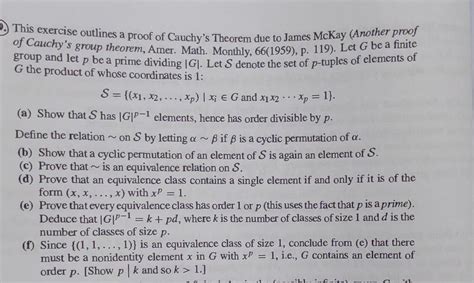 Solved This Exercise Outlines A Proof Of Cauchy S Theorem