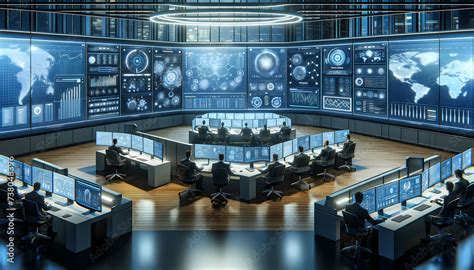 A High Tech Workflow Management Center Featuring Large Screens That Display Complex Workflows
