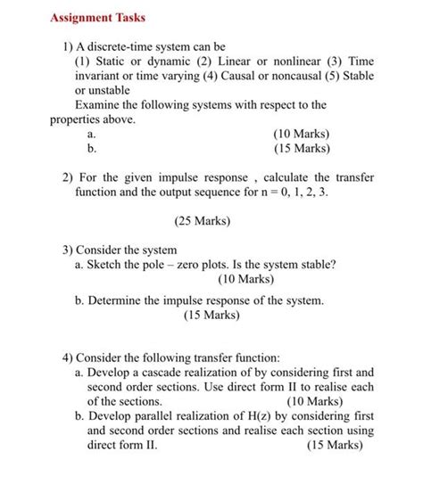 Assignment Tasks 1 A Discrete Time System Can Be 1