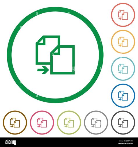 Set Of Copy Color Round Outlined Flat Icons On White Background Stock Vector Image Art Alamy