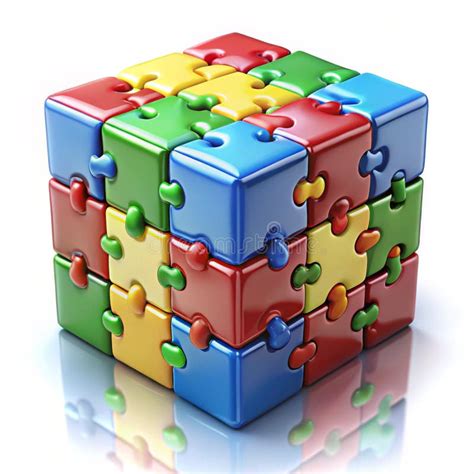 Highly Detailed 3d Puzzle Cube With Moving Pieces Stock Illustration Illustration Of
