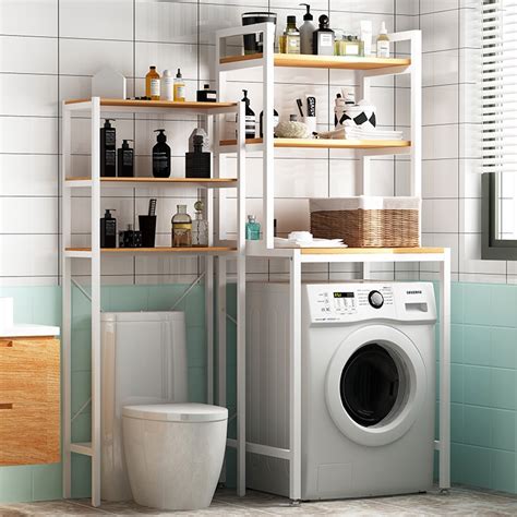 Wooden Ikea Style ชั้นวางของในห้องน้ำ จัดของบริเวณเครื่องซักผ้า