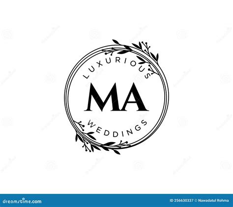 Ma Initials Letter Wedding Monogram Logos Template Hand Drawn Modern Minimalistic And Floral
