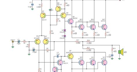 Rangkaian Power Amplifier OCL Class AB Gambar Rangkaian Elektronika