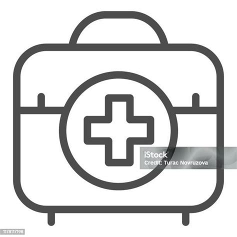 Eerste Hulp Kit Lijn Icoon Medische Tas Vector Illustratie Geïsoleerd