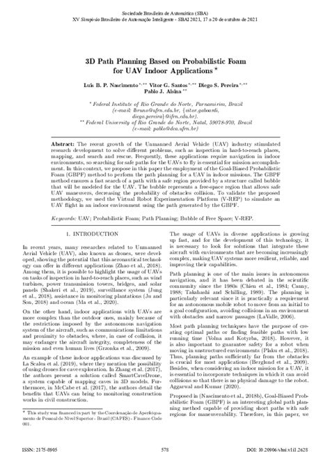 Pdf 3d Path Planning Based On Probabilistic Foam For Uav Indoor