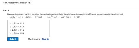 Solved Exercise 1817 Part A Which Of The Following Redox
