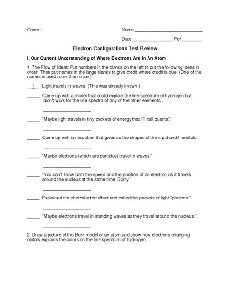 Electron Configuration And Atomic Structure Review Preparing For The