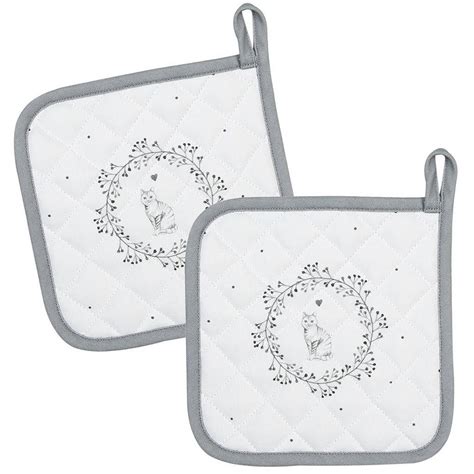 Clayre And Eef Topflappen Lovely Grey Cat Set 2 Tlg 2 Teilig