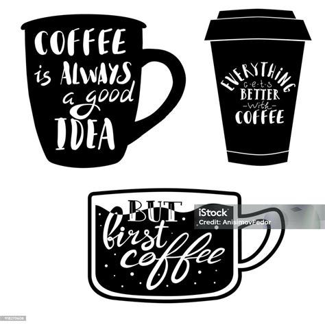 Kutipan Set Tipografi Kopi Gaya Kaligrafi Coffee Shop Promosi Motivasi