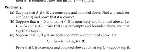 Solved Problem 4 A Suppose That Ab⊆r Are Nonempty And