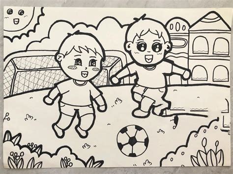 幼儿踢足球简笔画图片 幼儿踢足球简笔画图片大全 画趣文库（我爱生活）