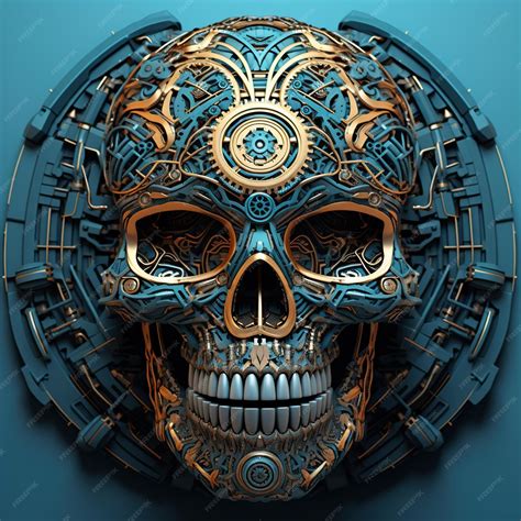 Premium Ai Image Skull Image With Robotic Texture