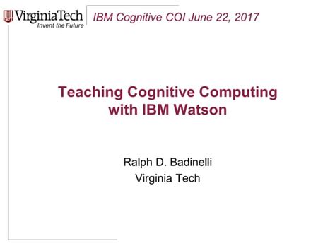 Teaching Cognitive Computing With Ibm Watson Pdf