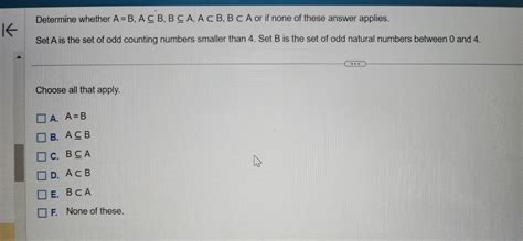 Solved Determine Whether A B A⊆b B⊆a A⊂b B⊂a Or If None Of
