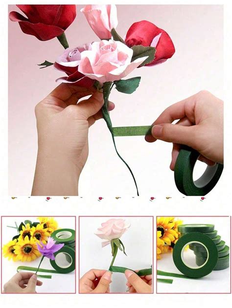 3 Rolls Of 40m Floral Self Adhesive Tape Suitable For Bouquets And