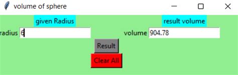 Bca Slips Tybca Write A Python Gui Program To Calculate Volume Of Sphere By Accepting Radius