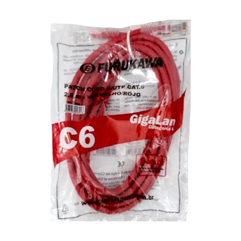 Patch Cord Cat6 2 5M Furukawa Gigalan Vermelho