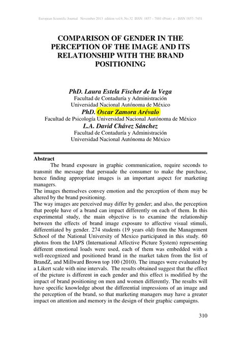 PDF COMPARISON OF GENDER IN THE PERCEPTION OF THE IMAGE AND ITS RELATIONSHIP WITH THE BRAND