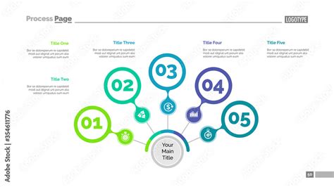 five steps process chart slide template business data option step design creative concept
