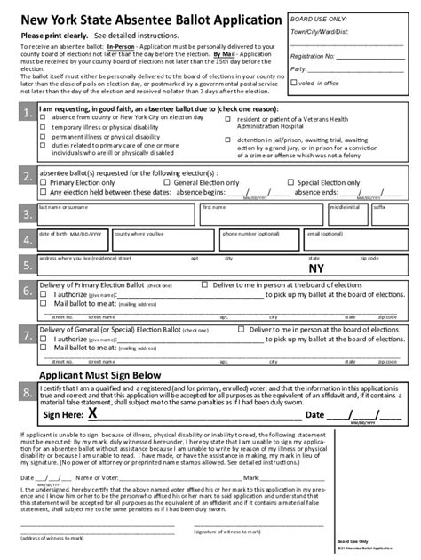 Absentee Ballot For Ny 2021 2025 Form Fill Out And Sign Printable Pdf