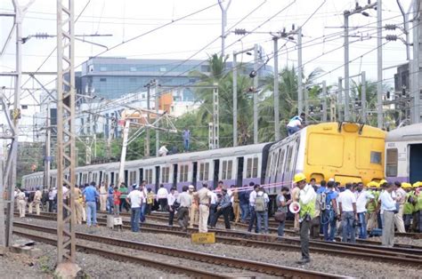 Photos Suburban Train Derails In Mumbai One Injured Services Hit