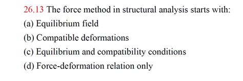 Solved 26 13 The Force Method In Structural Analysis Starts Chegg Com