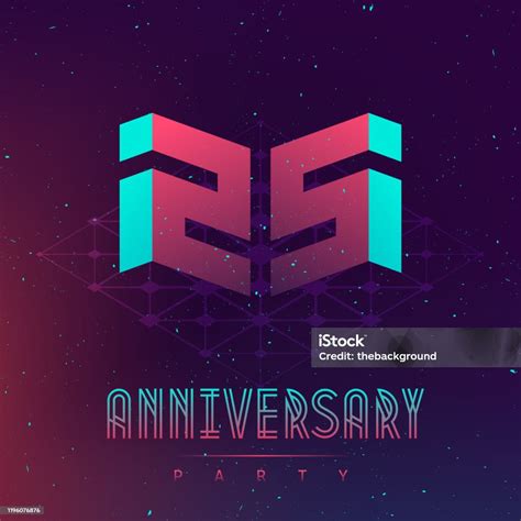 25 주년 밤 파티 전자 음악 축제와 일렉트로 스페이스 포스터 추상 그라데이션음악 배경 클럽 파티 초대 전단지 번호 25 벡터