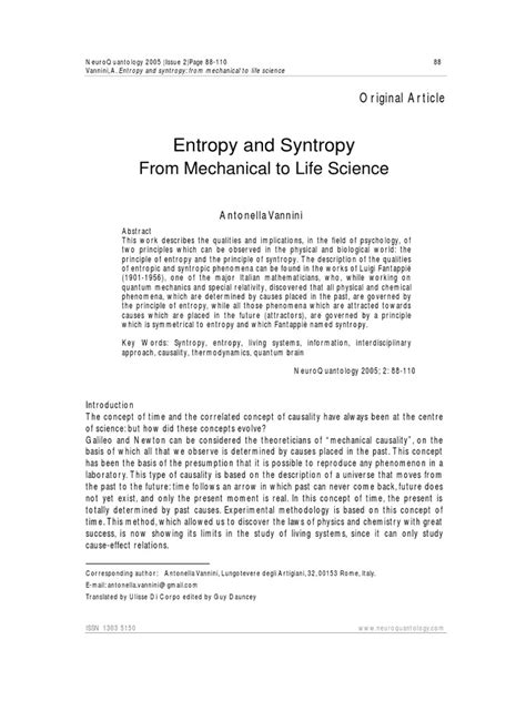 Entropy And Syntropy Pdf Pdf Entropy Heliocentrism