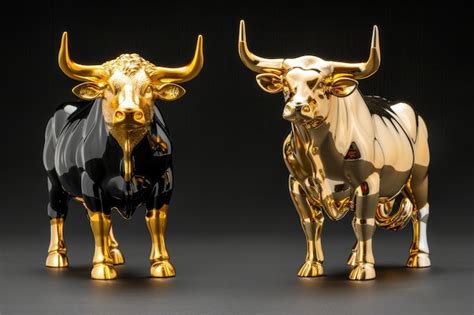Premium Photo Gold And Black Bull Versus Bear Stock Market