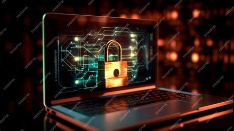 Premium Ai Image Cybersecurity And Data Privacy Illustration With Hightech Padlock Generative Ai