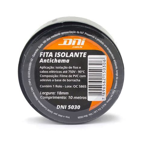 Fita Isolante Em PVC Antichama Preta 10m DNI5030