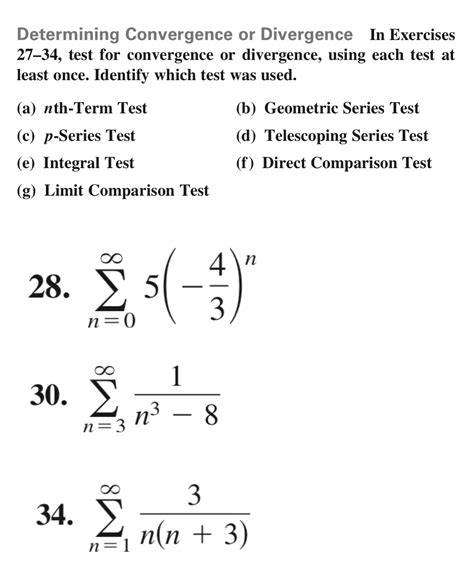 Solved Determining Convergence Or Divergence In