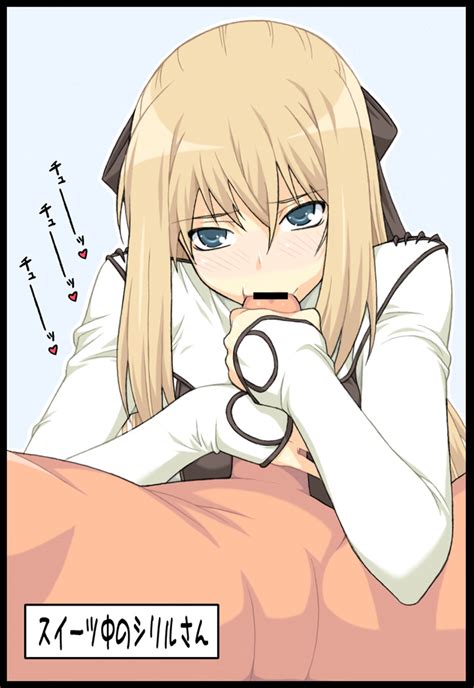 Rule 34 Blue Eyes Blush Bow Censored Clothing Cyril Fellatio Handjob