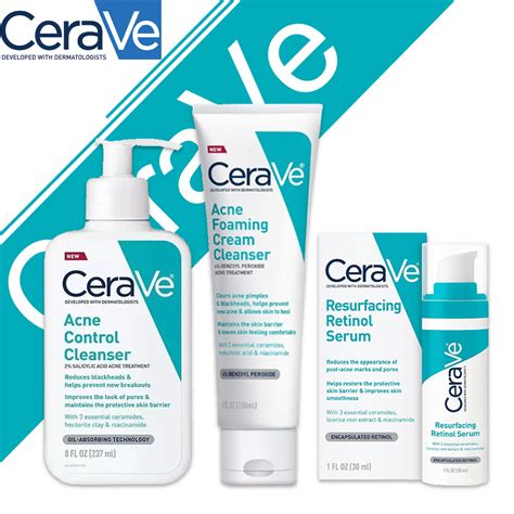 Cerave Acne Control Cleanser 237ml Resurfacing Retinol Serum 30ml