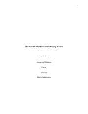 The Role Of EBP And Research In Nursing Practice Docx 1 The Role Of