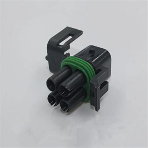 100pcslot 12015798 For Delphi Pa66 Black Receptacle 4 Way Weather Pack