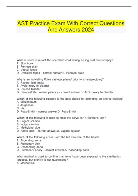 Ast Practice Exam With Correct Questions And Answers 2024 Ast Stuvia Us