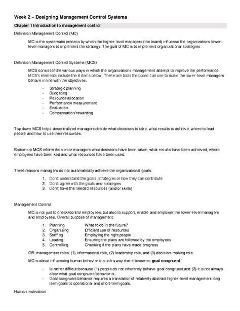 Management Control Systems Overview Key Concepts And Design Strategies