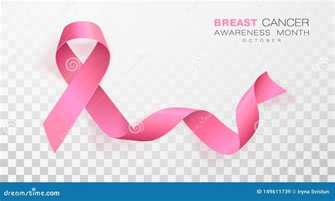 Breast Cancer Awareness Month Pink Color Ribbon Isolated On