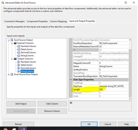 Sql Server In Ssis Excel Datasource Not Taking More Characters Than