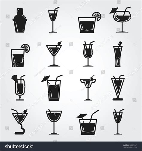 Cocktail Icons Stock Vector Illustration 148923965 Shutterstock