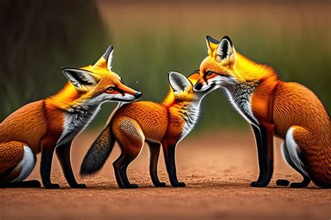 Premium Ai Image Two Young Red Foxes With There Nose To Each Other