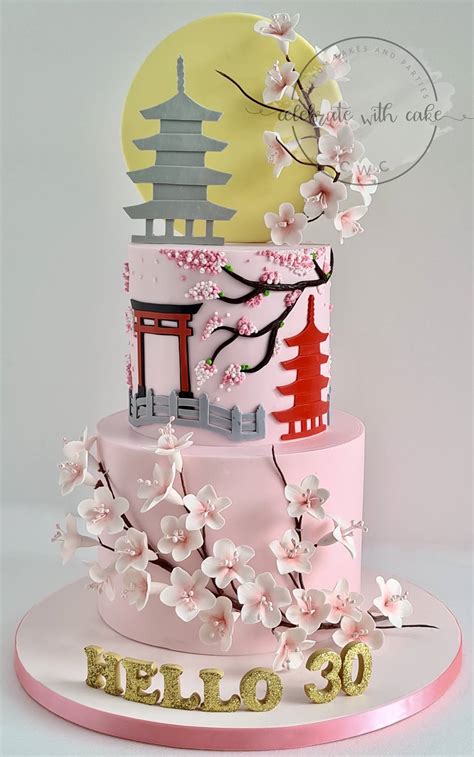 Celebrate With Cake Japan Themed Two Tiered Cake