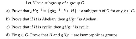 solved let h ﻿be a subgroup of a group g a ﻿prove that