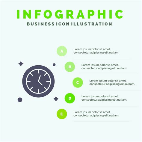 Watch Clock Time Solid Icon Infographics 5 Steps Presentation Background 17981073 Vector Art At