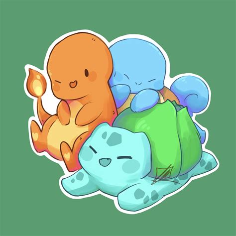 Kanto Starters Sticker By Madddys On Deviantart