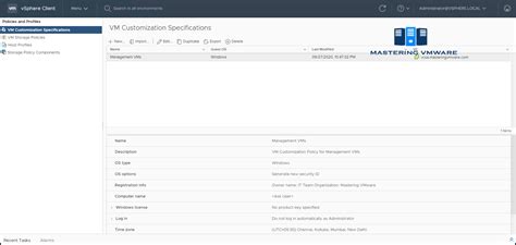 create vm customization specification mastering vmware